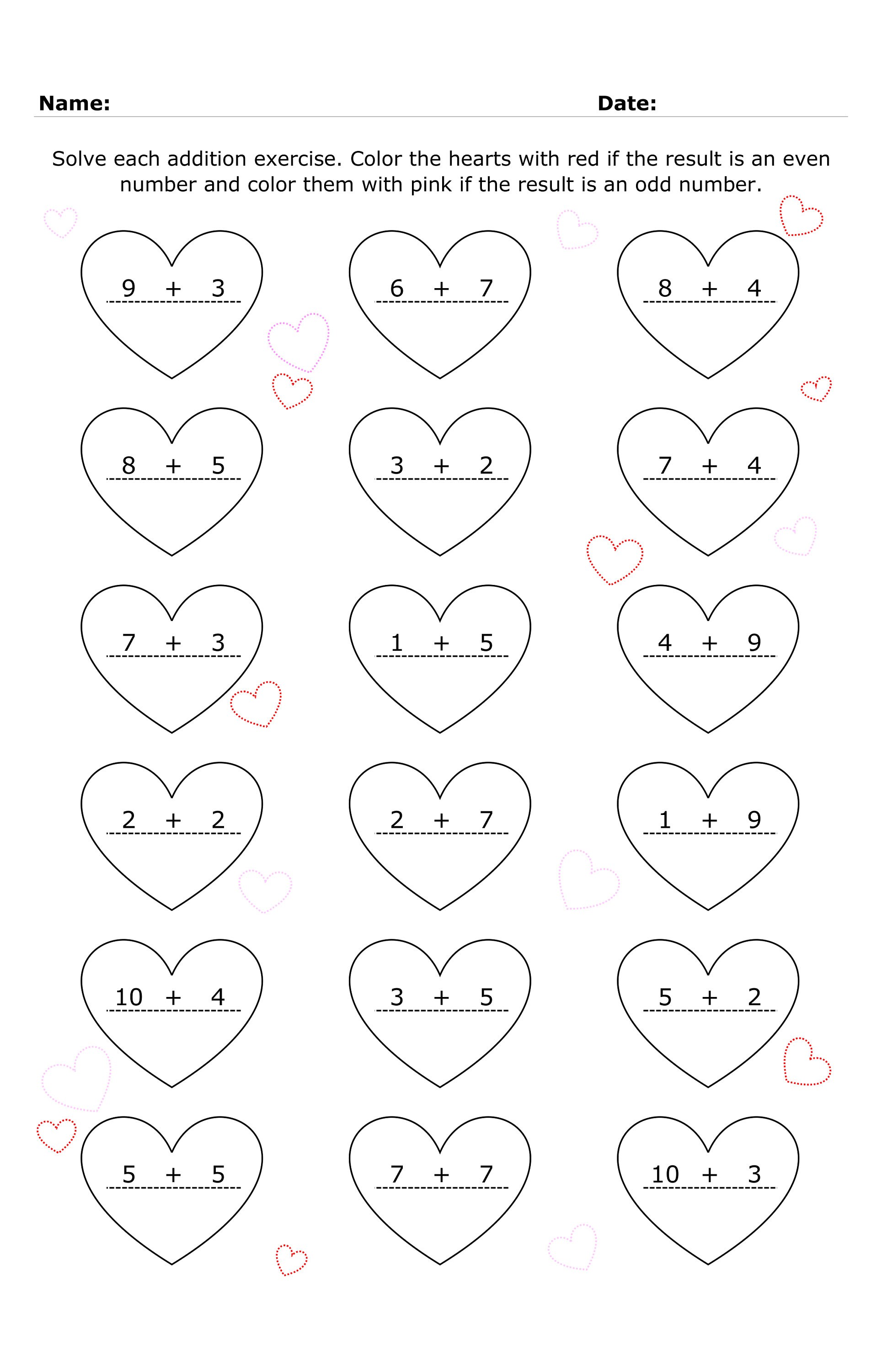Valentine's Day Addition Worksheets for Kids. Valentines Day Math ...