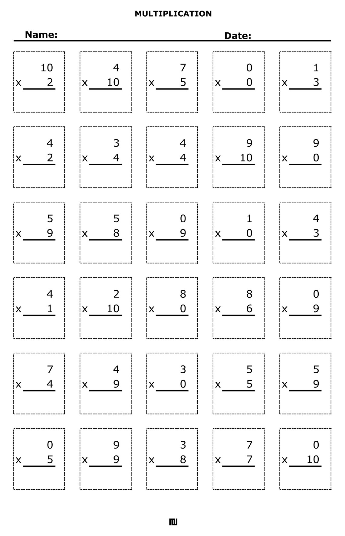 Basic Multiplication Fact Worksheets for Grade 3 and Grade 4 That ...