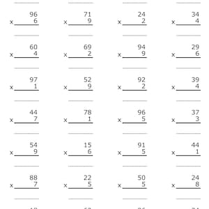 2-digit by 1-digit Multiplication Worksheets: 100 Pages (PDF Download ...