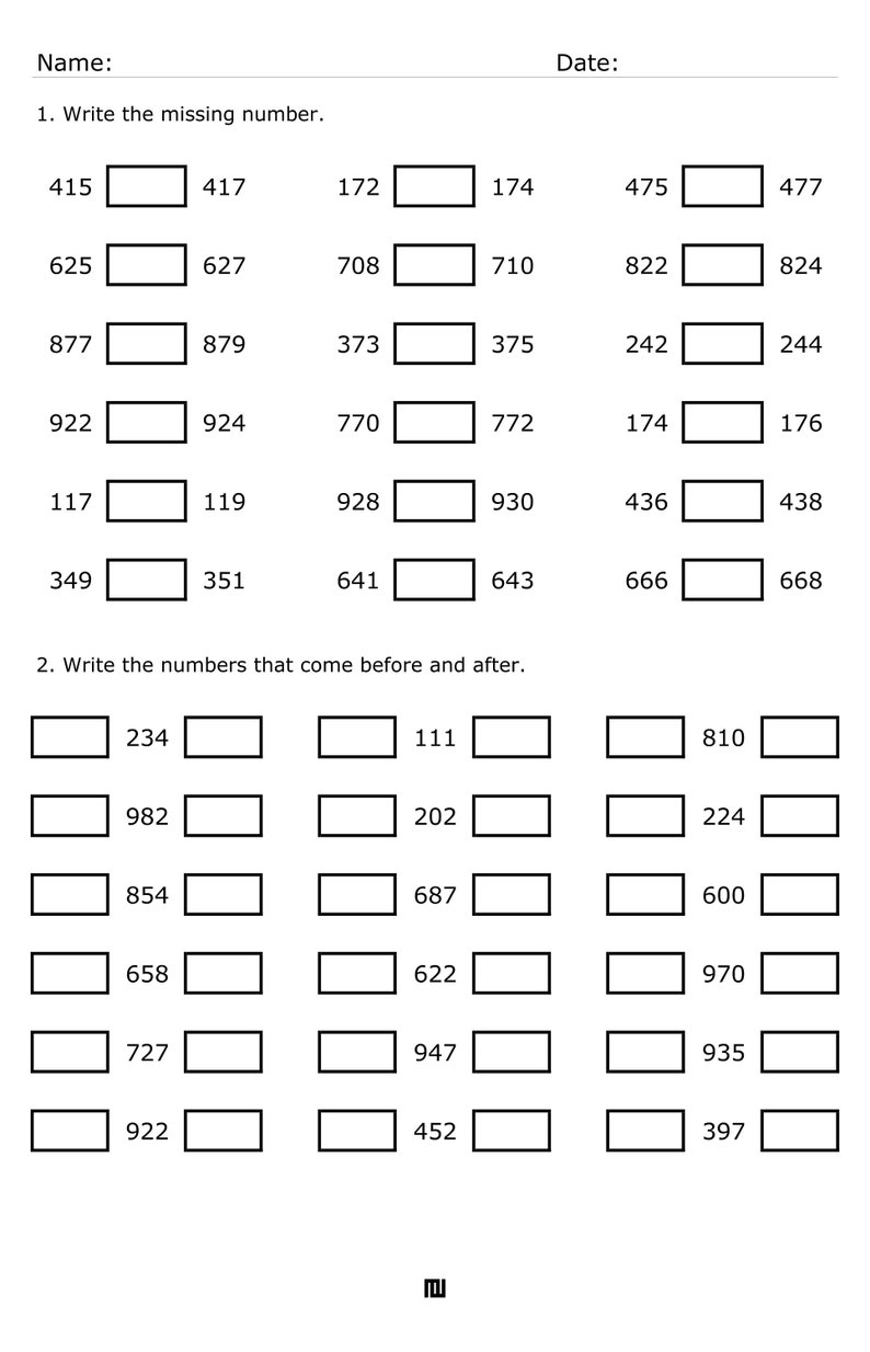 Number Neighbors Worksheets. Missing Numbers Printable Worksheets ...