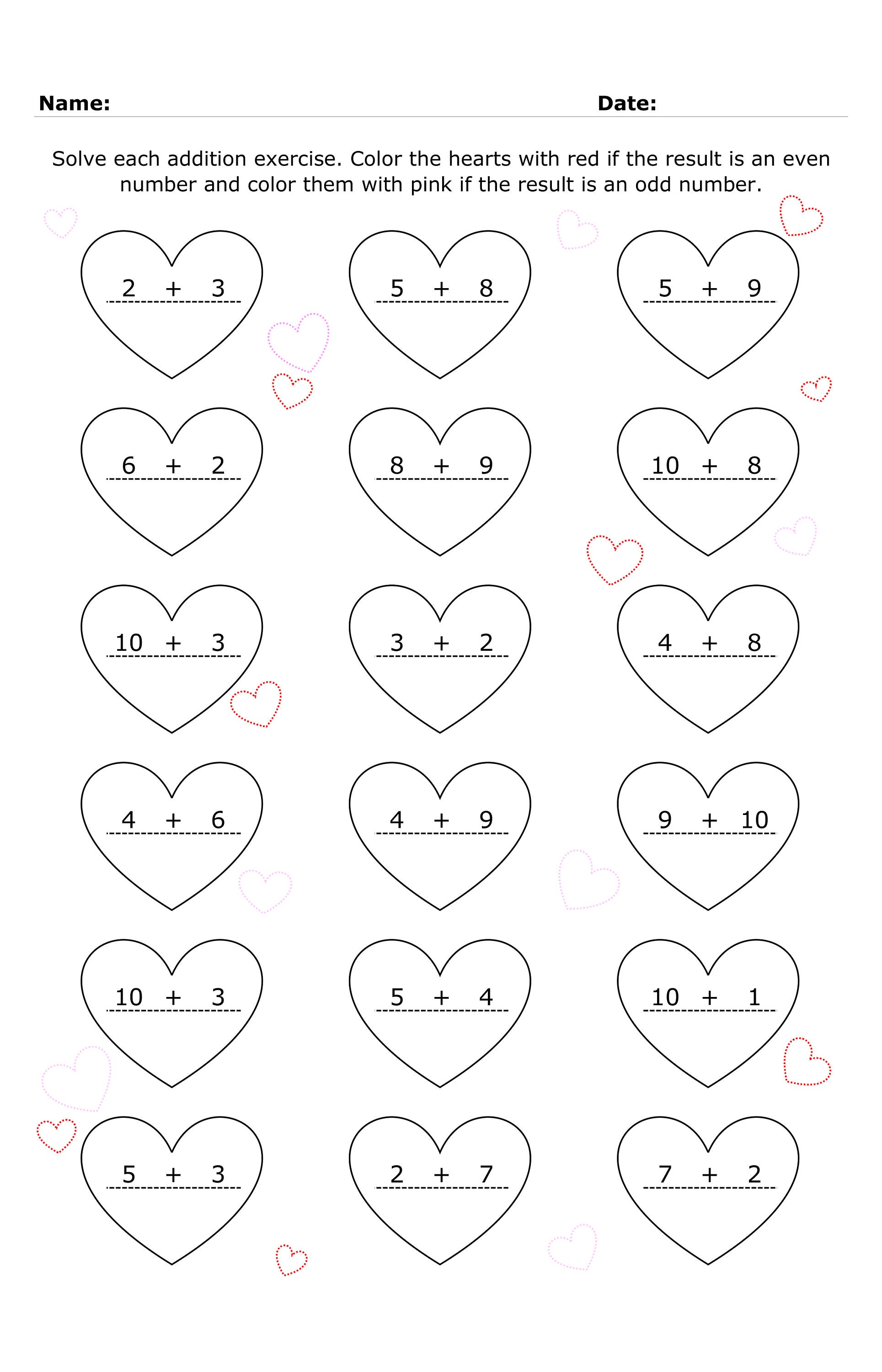 Valentine's Day Addition Worksheets for Kids. Valentines Day Math ...
