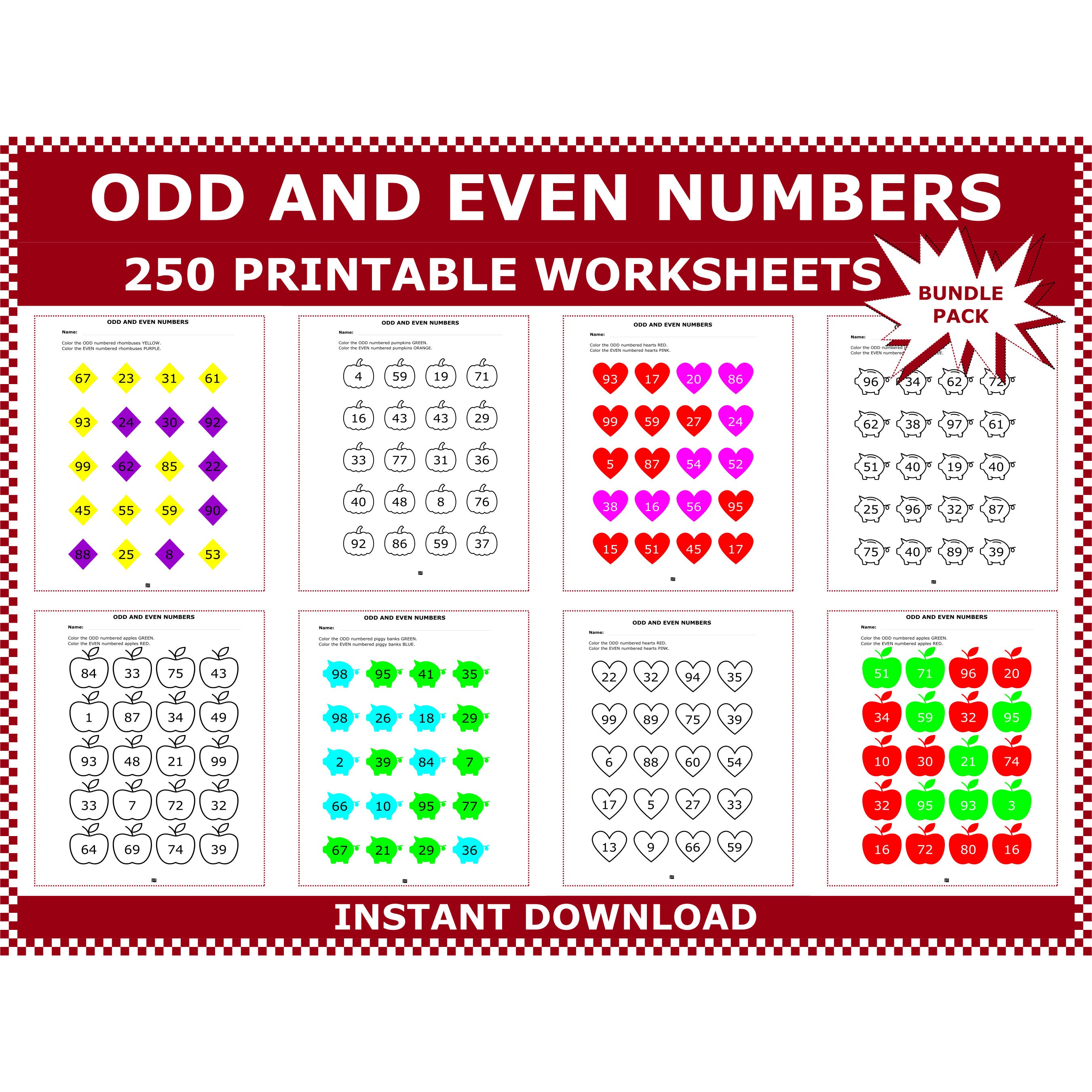 Odd and Even Numbers Math Digital Worksheets Bundle Pack. Activity of ...