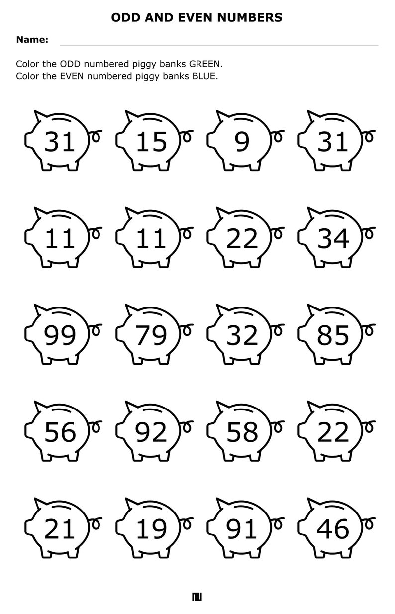 Odd and Even Numbers Worksheets. Learn to Identify Odd and Even Numbers ...