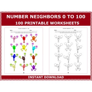 Number Neighbors 0 to 100 Printable Counting Activity for Kids. Number ...