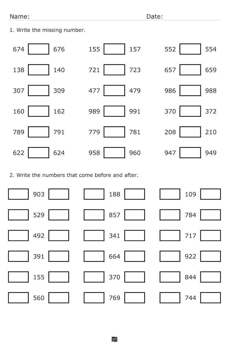 Number Neighbors Worksheets. Missing Numbers Printable Worksheets ...