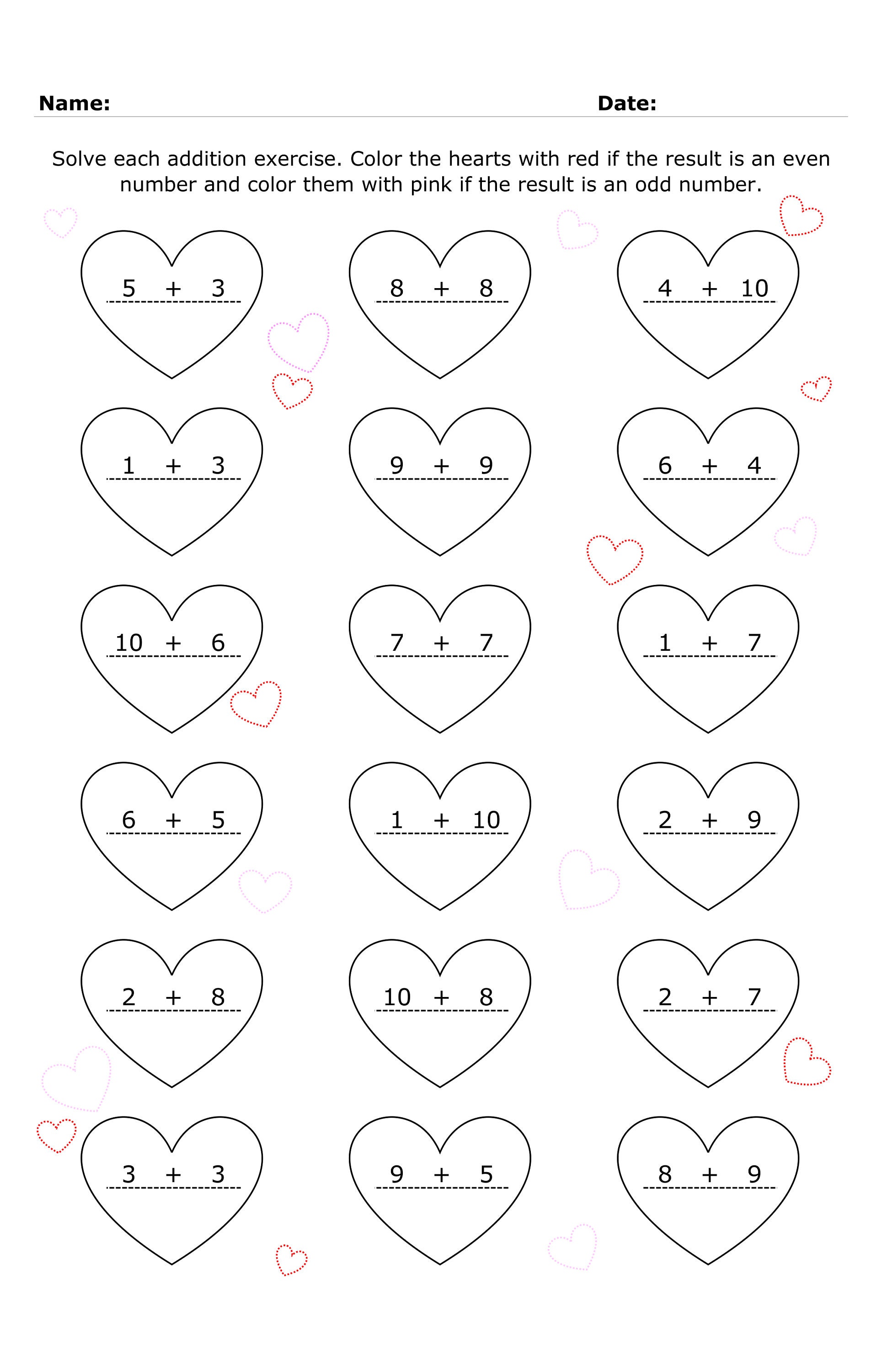 Valentine's Day Addition Worksheets for Kids. Valentines Day Math ...