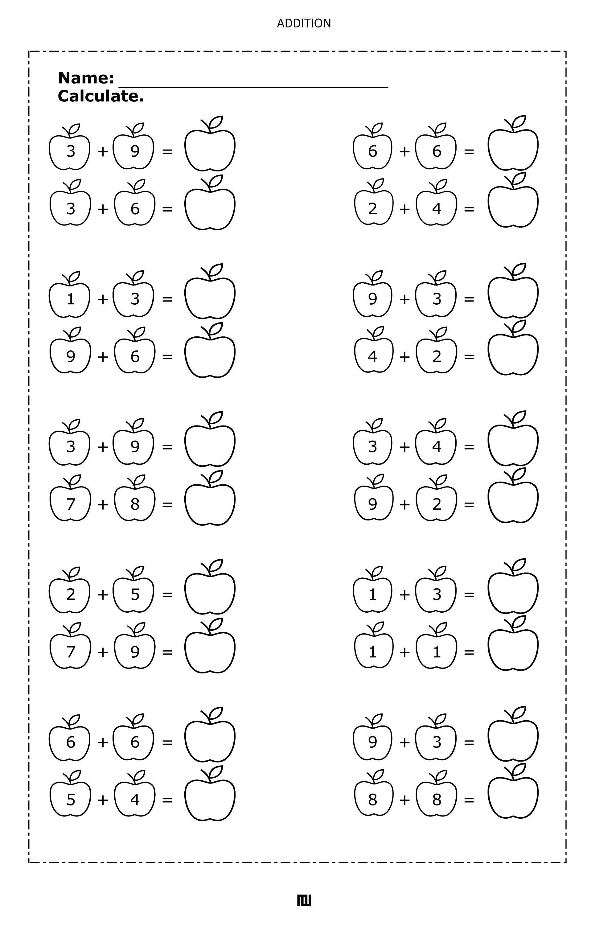 1 Digit Plus 1 Digit Addition Worksheets. Kindergarten Math. 1st Grade ...