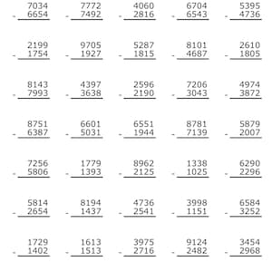 4 Digit Subtraction Worksheets. 4 Digit Minus 4 Digit Subtraction ...
