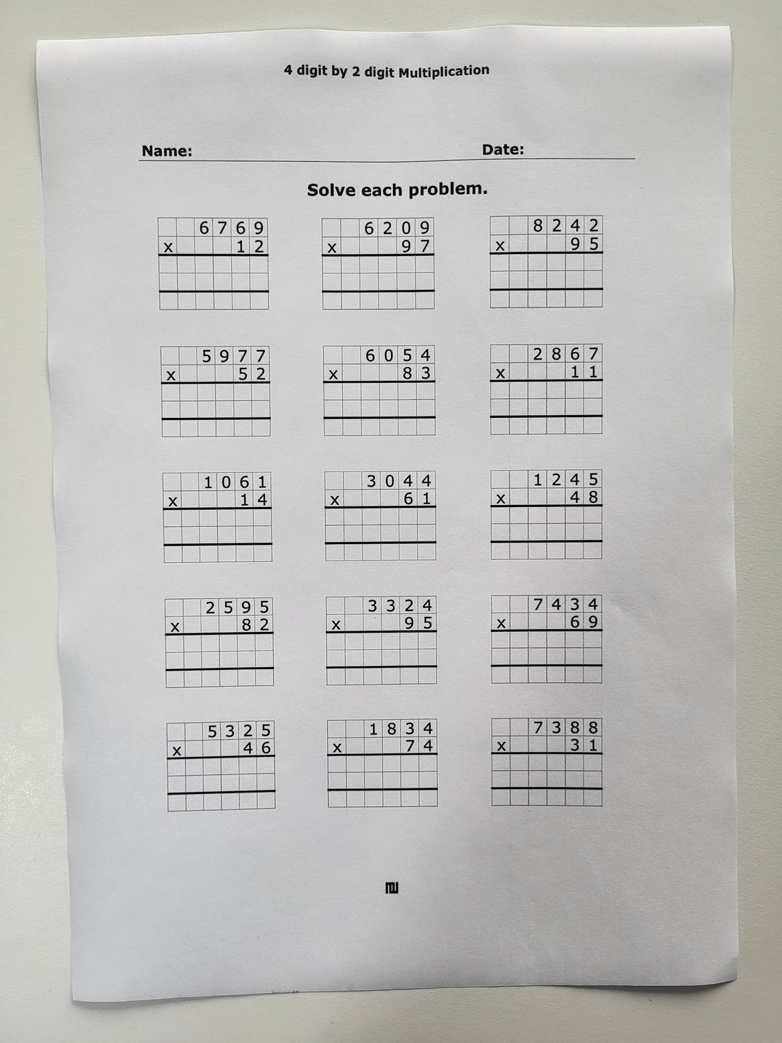 Improve Multiplication Skills With 4 Digit by 2 Digit Multiplication ...