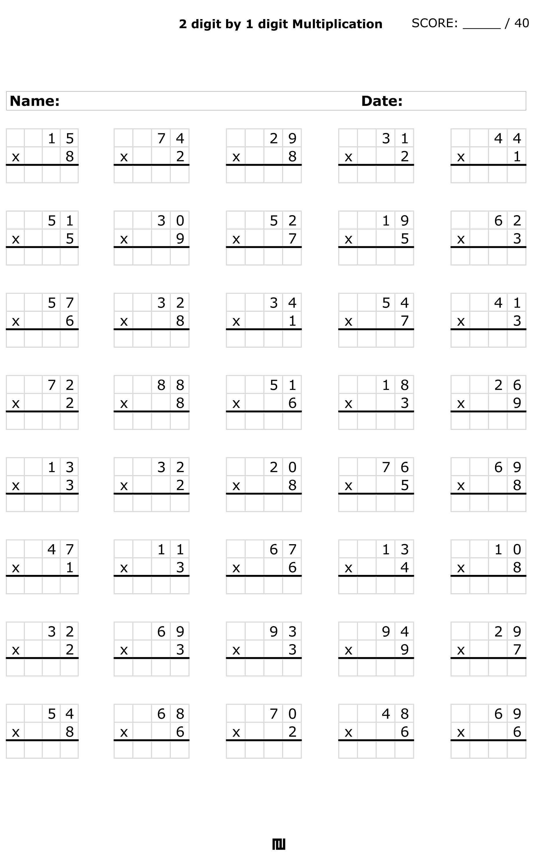 Multiplying 2 Digit By 1 Digit Numbers For Daily Practice To Improve multiplying-2-digit-by-1-digit-numbers-for-daily-practice-to-improve