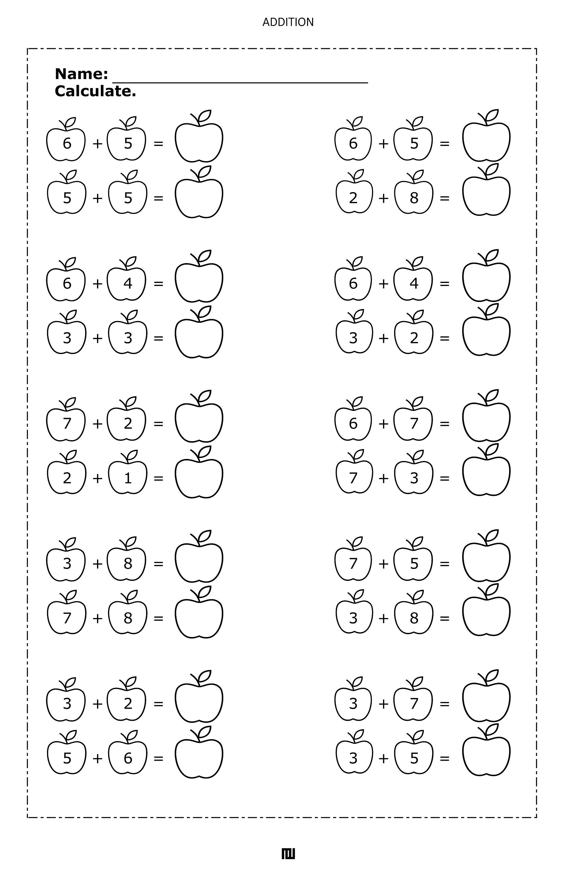 1 Digit Plus 1 Digit Addition Worksheets. Kindergarten Math. 1st Grade ...