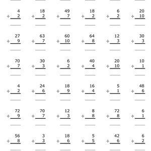 Division Vertically Arranged Division Facts to 100. Vertical Division ...