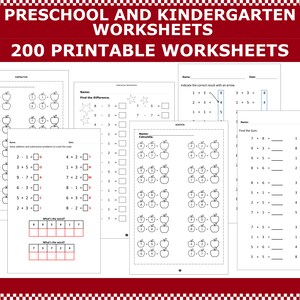 Preschool and Kindergarten Bundle Printable Worksheets. 200 Pages ...