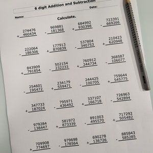 Mixed 6 Digit Addition and 6 Digit Subtraction Math Worksheets ...