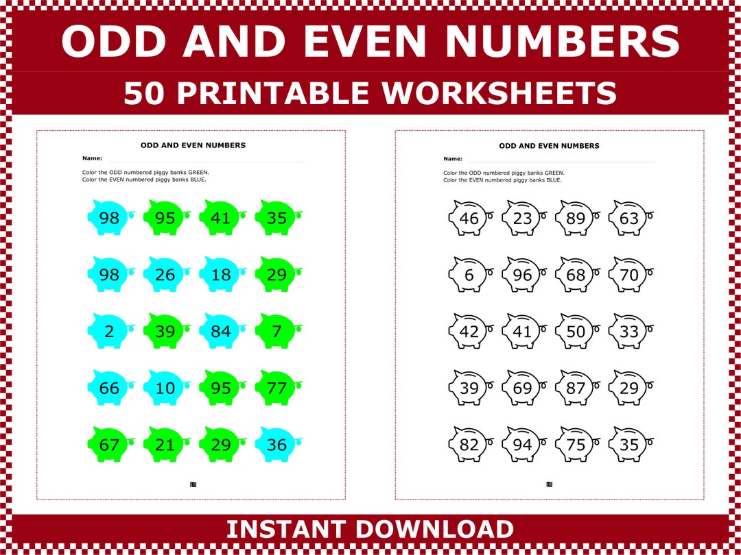 Odd and Even Numbers Worksheets. Learn to Identify Odd and - Etsy
