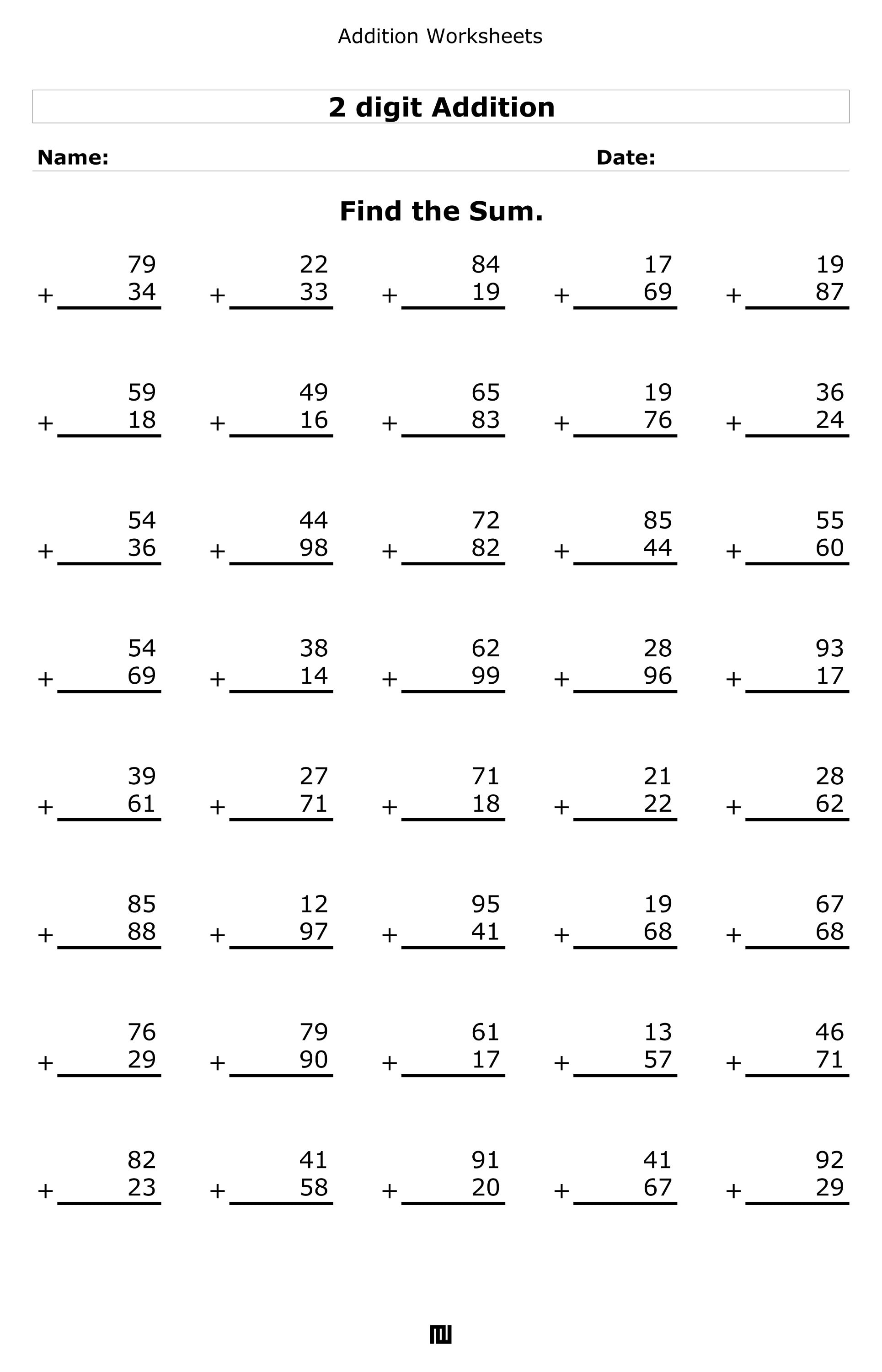 2 Digit Plus 2 Digit Addition. 2 Digit Minus 2 Digit Subtraction ...