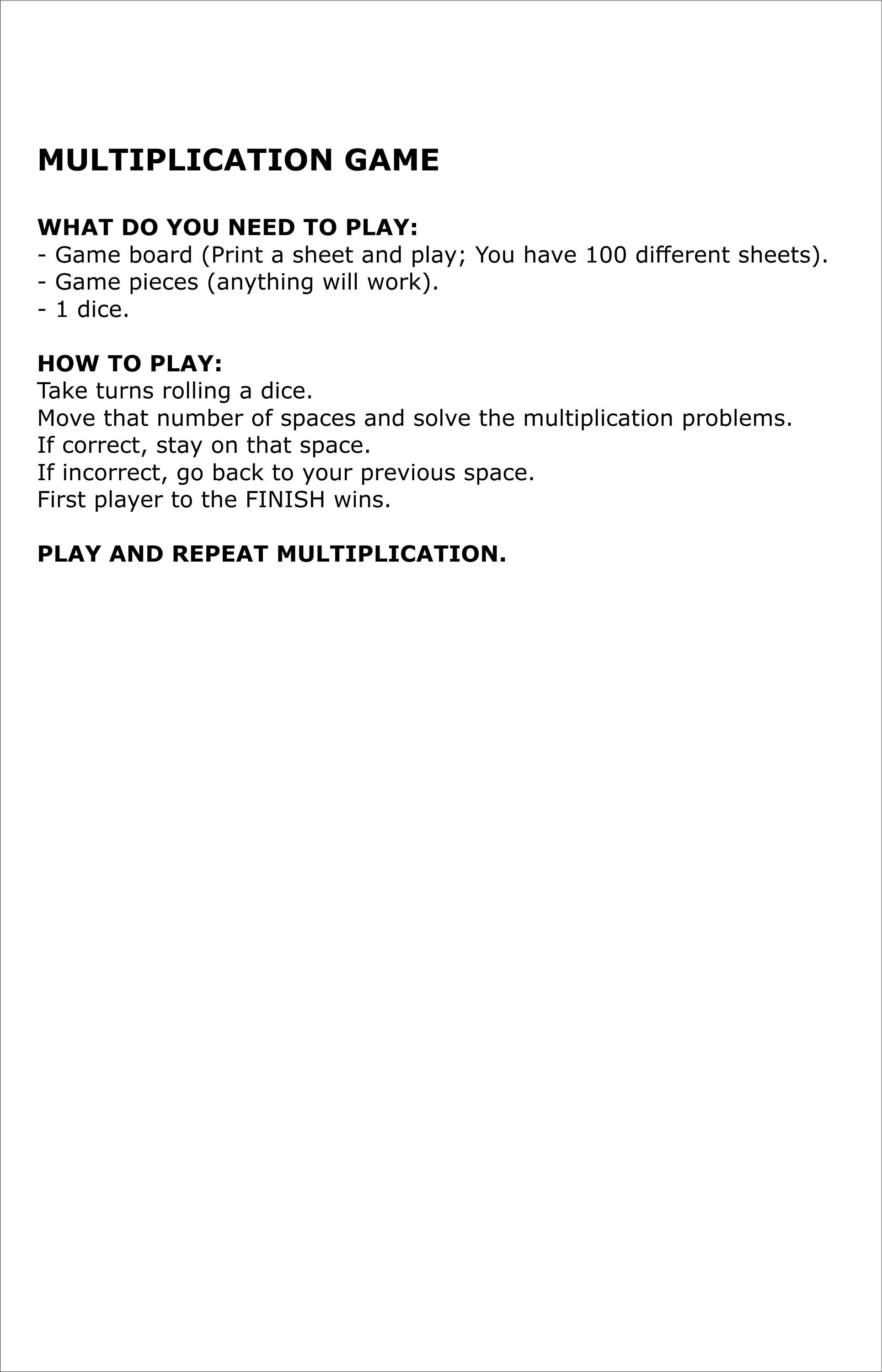 Multiplication Game for Kids and Adults. Practice Math Facts While ...