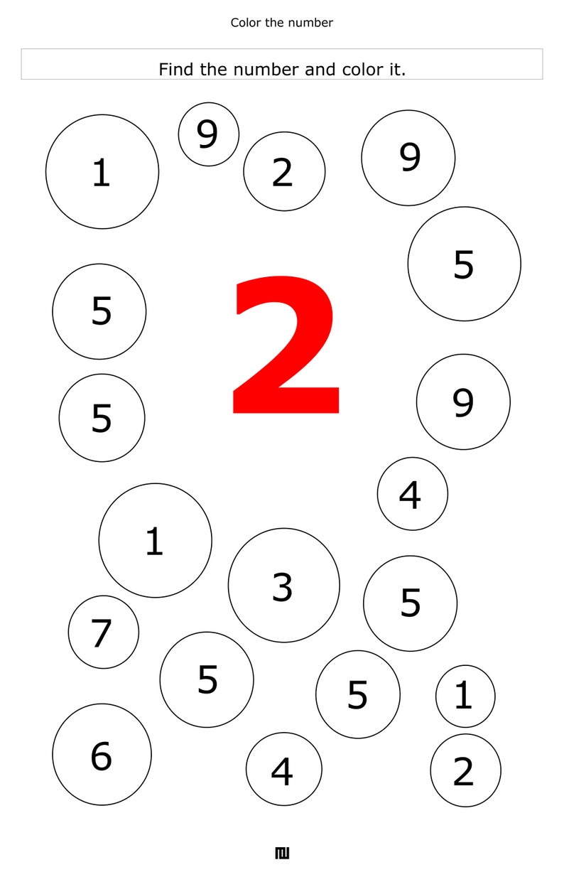 Number Recognition Worksheets: Find and Color, Easy Level (PDF) - Etsy