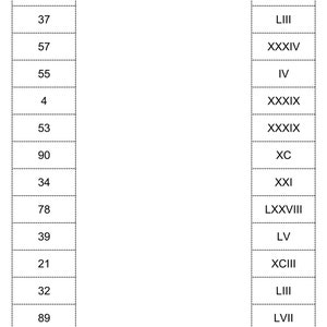 Roman Numerals Matching to 100. Match the Numbers 1 to 100. - Etsy