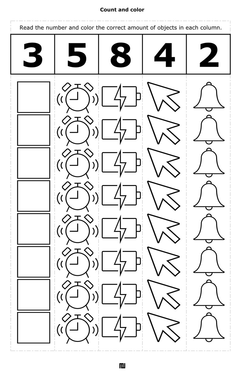 Count and Color Worksheets. Counting Groups 1 8. Counting and Coloring ...