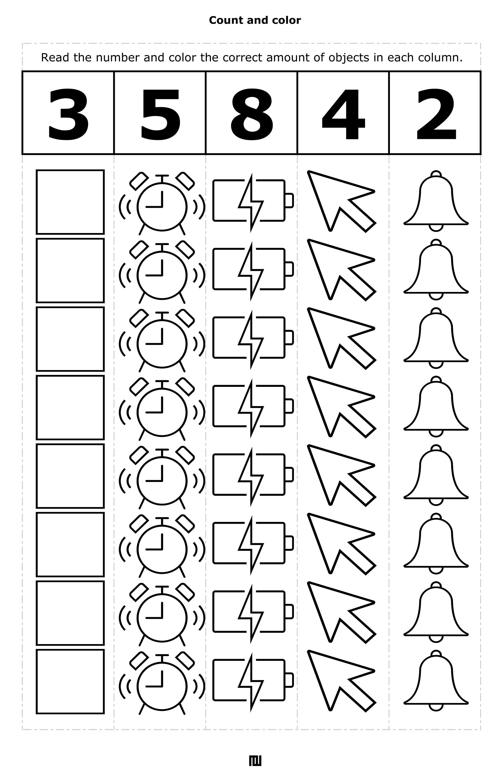 Count and Color Worksheets. Counting Groups 1 8. Counting and Coloring ...