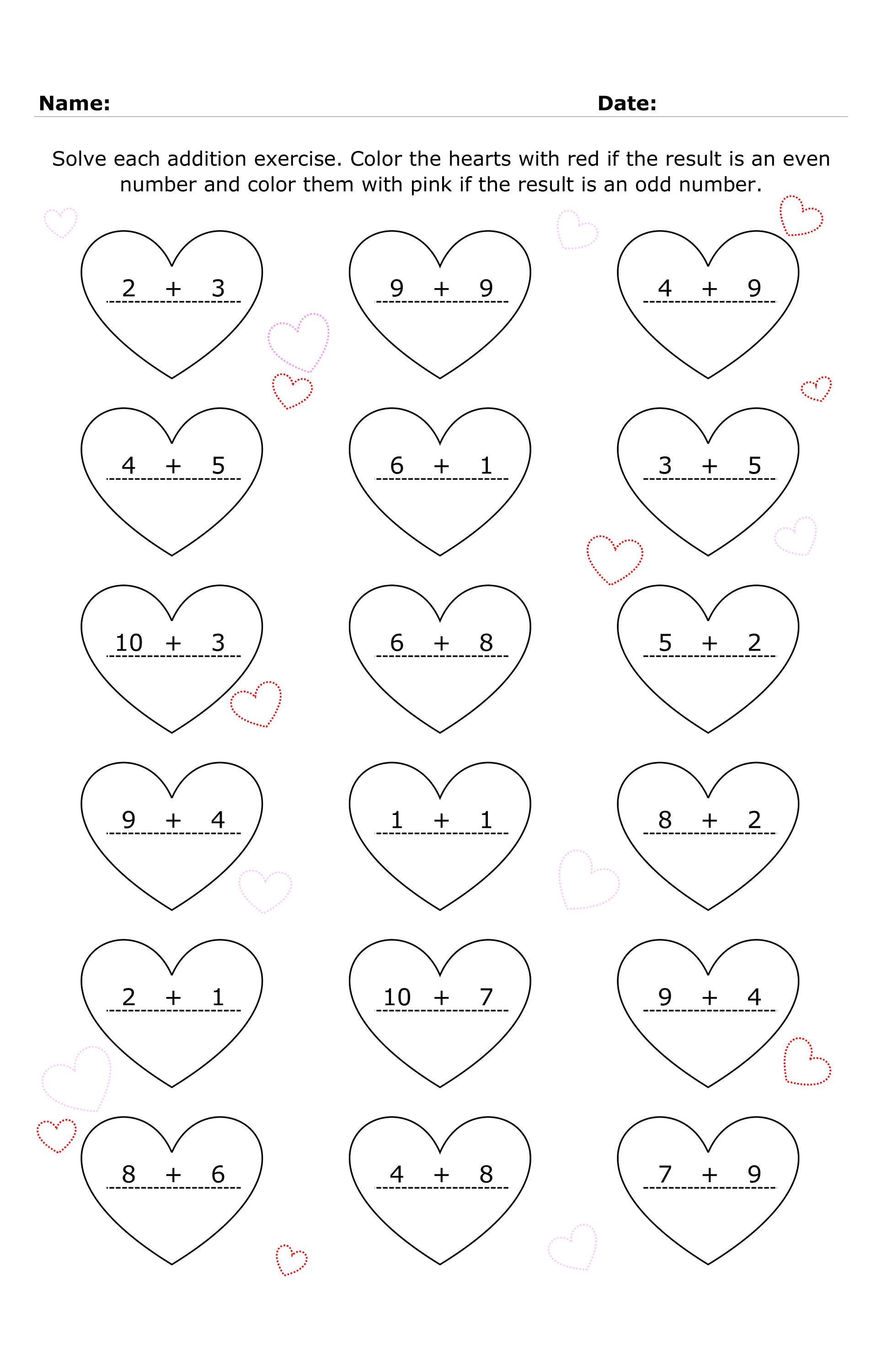 Valentine's Day Addition Worksheets for Kids. Valentines Day Math ...