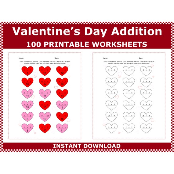 Valentine S Worksheets For Grade 4 Math Valentine's Day Kindergarten