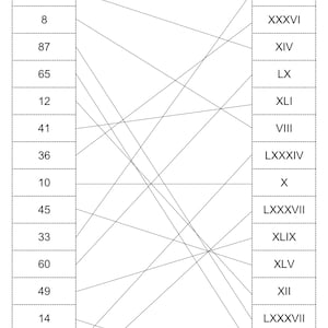 Roman Numerals Matching to 100. Match the Numbers 1 to 100. Converting ...