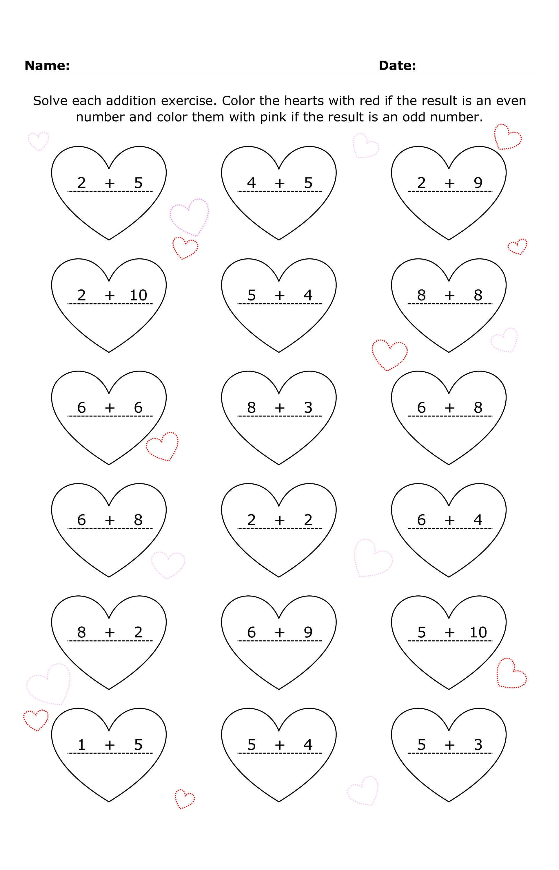 Valentine's Day Addition Worksheets for Kids. Valentines Day Math ...