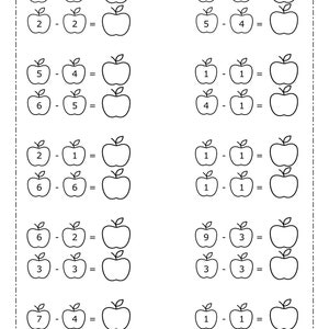 Subtraction Worksheets. 1 Digit Minus 1 Digit Subtraction. Single Digit ...