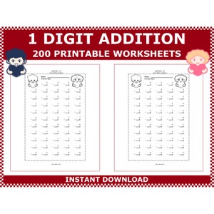 1 Digit Plus 1 Digit Addition Worksheets. Kindergarten Math. 1st Grade ...