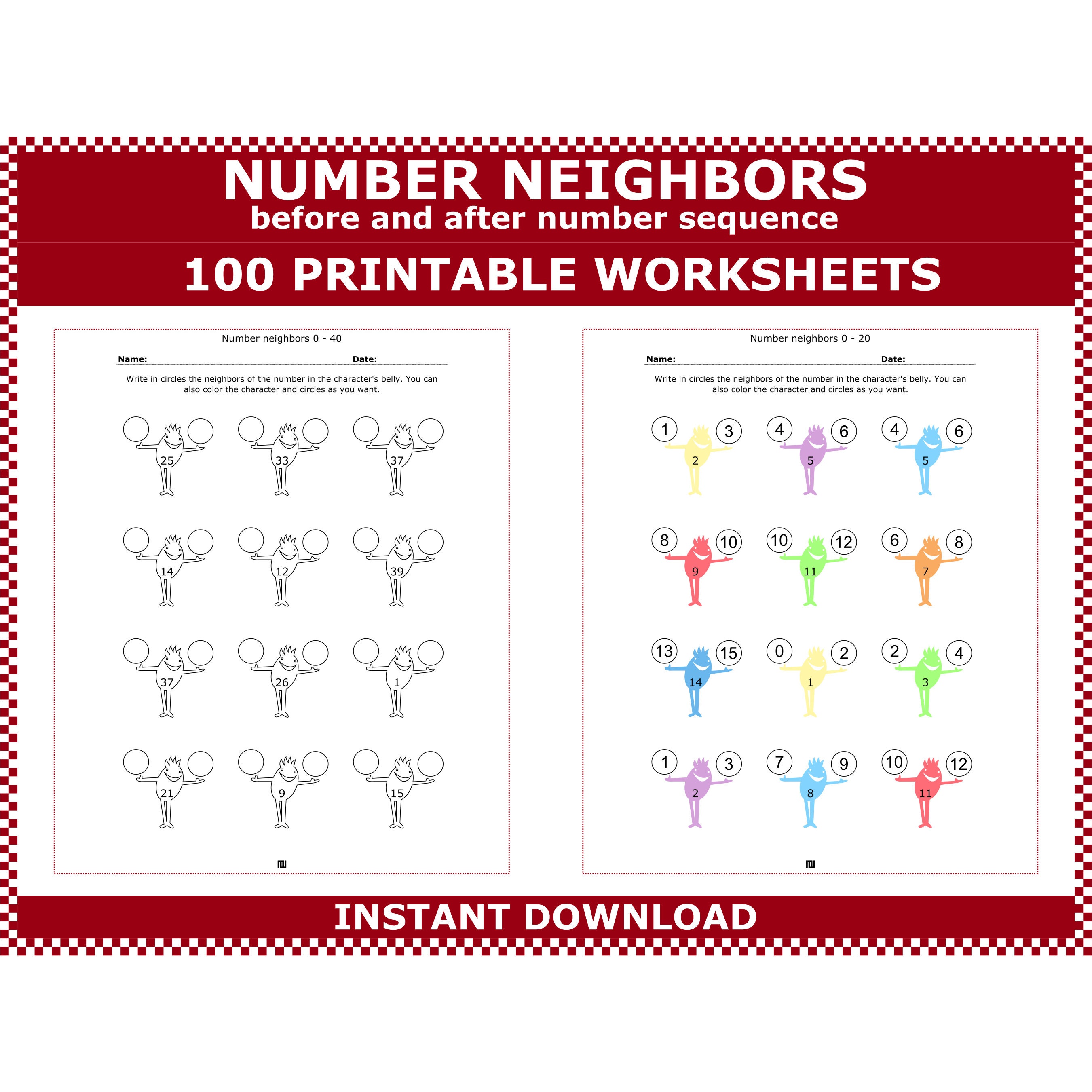 Number Neighbors Before and After Number Sequence. What Comes Before ...