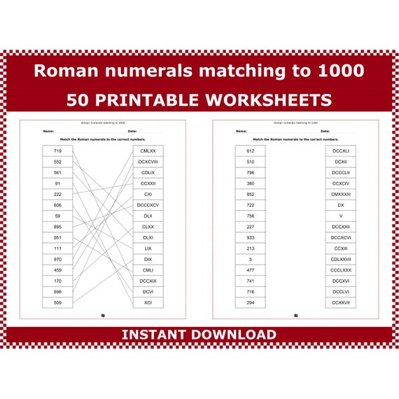 Roman Numeral Chart 1 1000