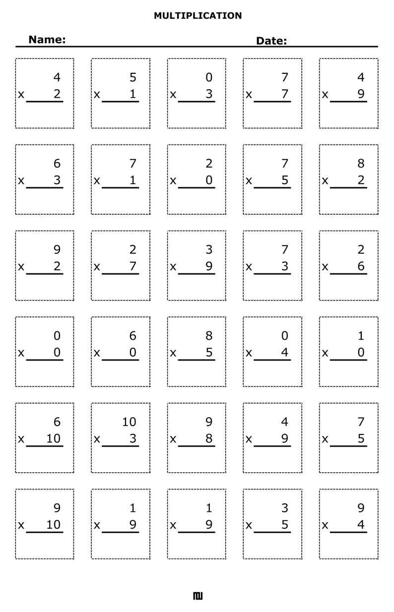 Basic Multiplication Fact Worksheets for Grade 3 and Grade 4 That ...