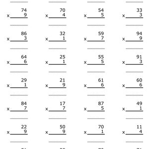2-digit by 1-digit Multiplication Worksheets: 100 Pages (PDF Download ...