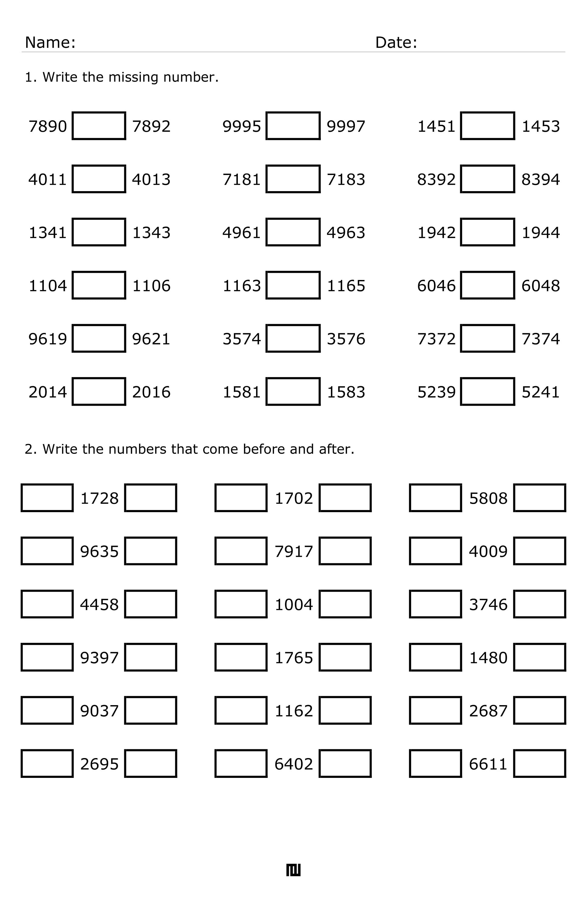 Number Neighbors Worksheets. Missing Numbers Printable Worksheets ...