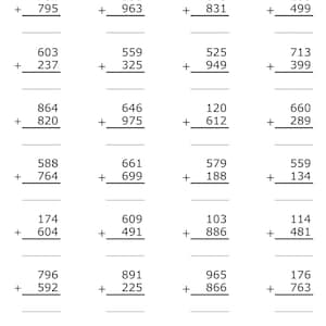 3 Digit Addition Worksheets. 2nd Grade 3rd Grade Math Worksheets. 3 ...