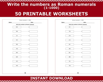 Roman Numerals and Arabic Numerals Worksheets - Etsy