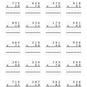 3-digit by 2-digit Multiplication Worksheets: 100 Pages (PDF Download ...