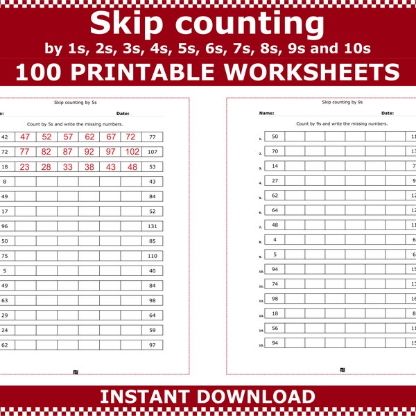 Skip Counting by 1s - Etsy Skip Counting by 1s - Etsy