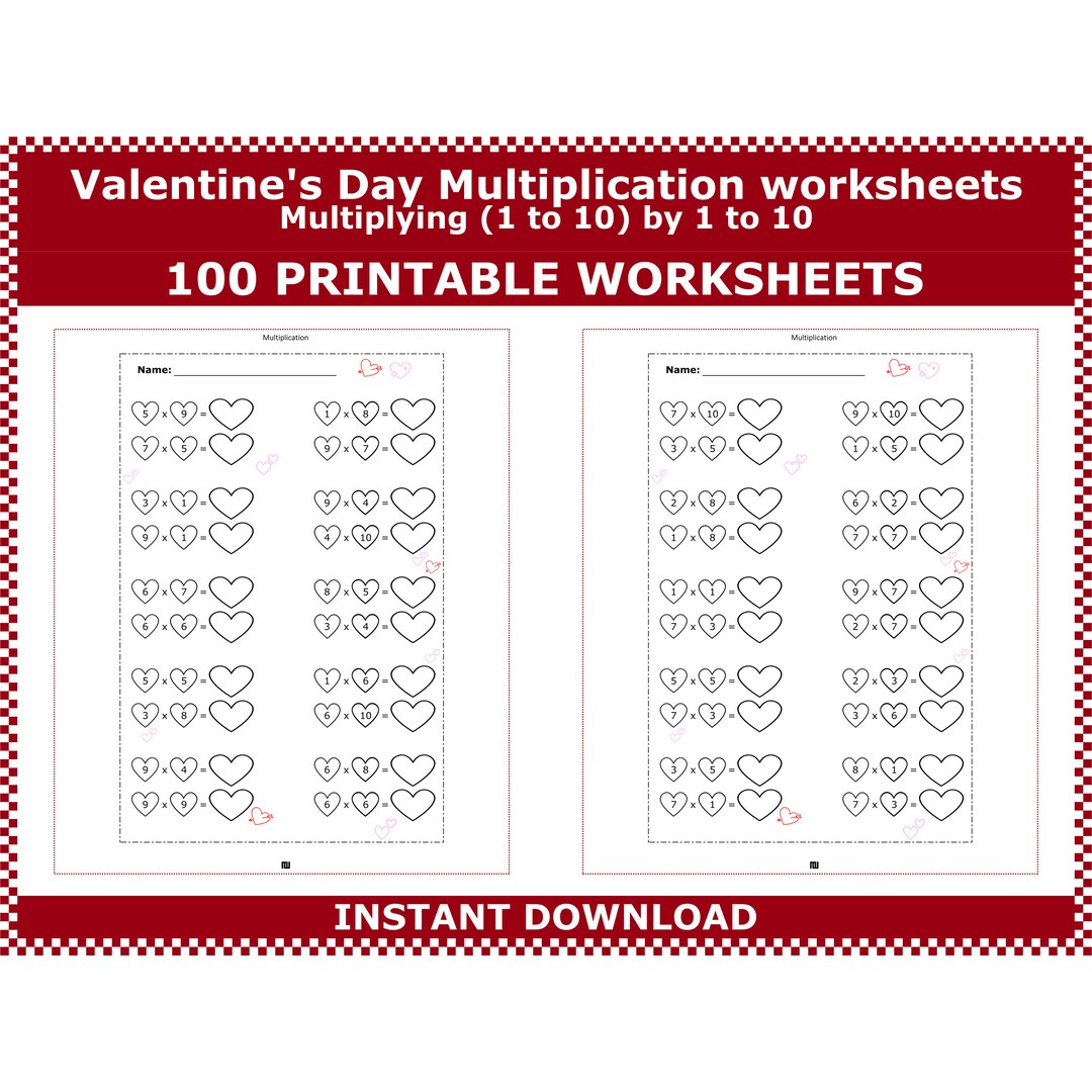 Celebrate Love With Math: Valentine's Day Multiplication Table 1-10 ...