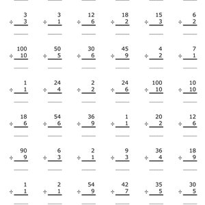 Division Vertically Arranged Division Facts to 100. Vertical Division ...