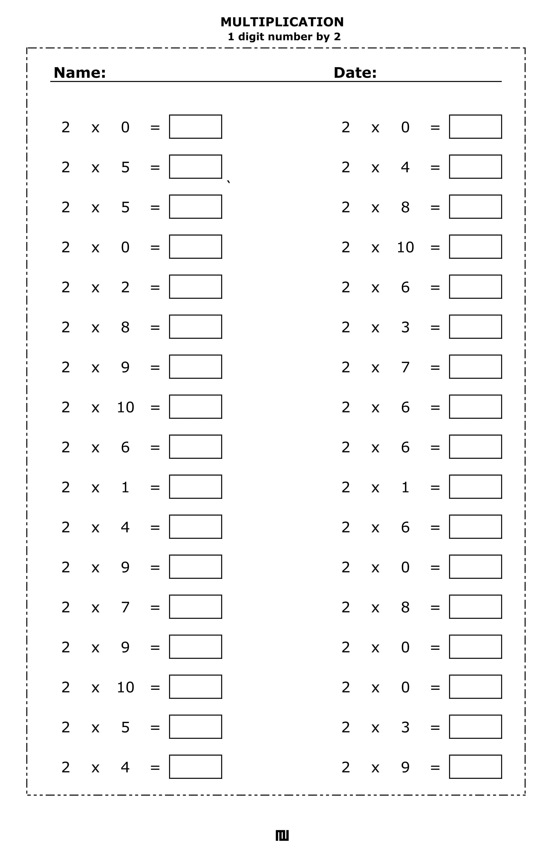 1 Digit by 1 Digit Multiplication Worksheets. Math Drills Digital ...