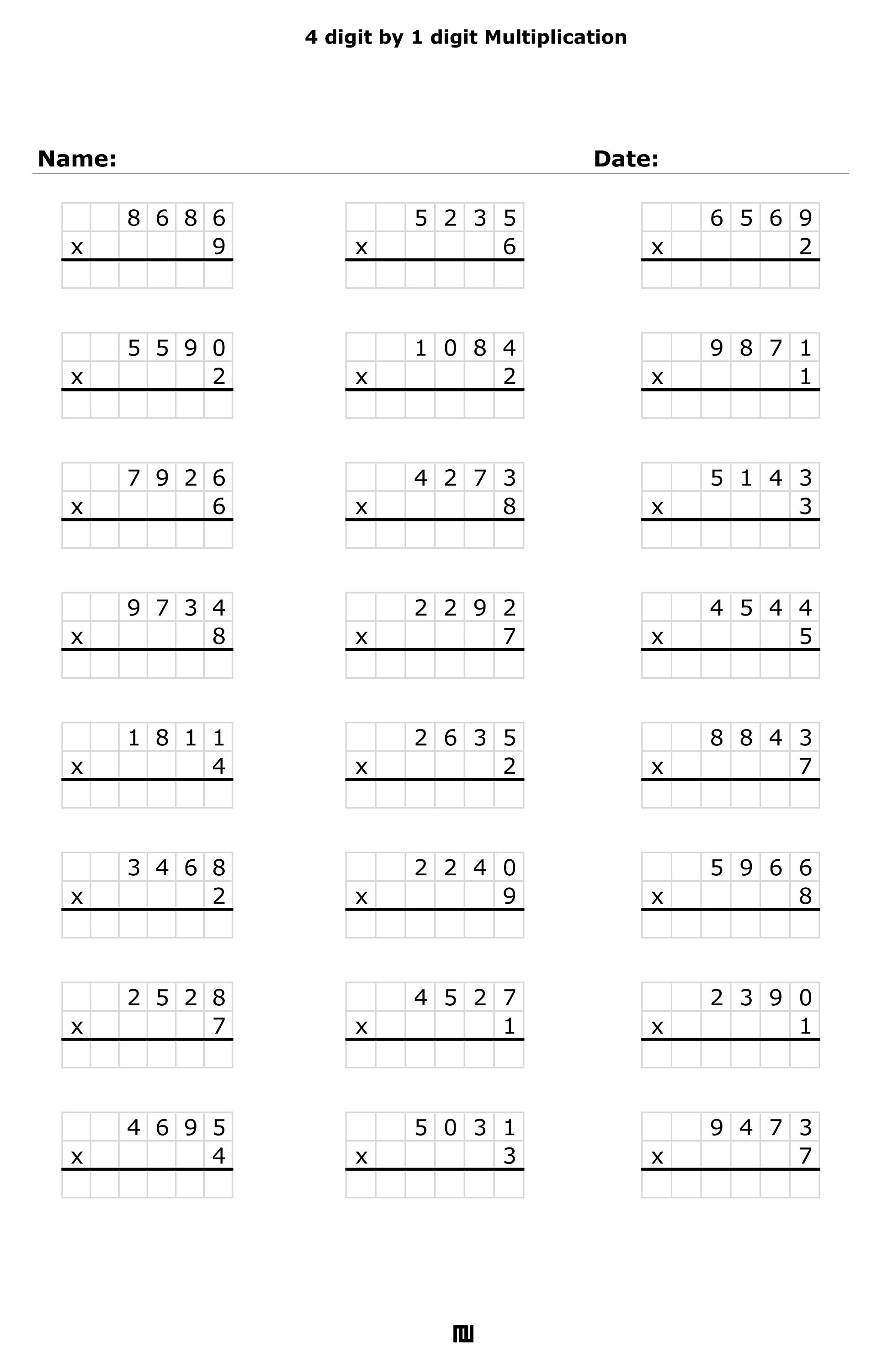 4 Digit By 1 Digit Multiplication For Daily Practice Multiply In 4-digit-by-1-digit-multiplication-for-daily-practice-multiply-in