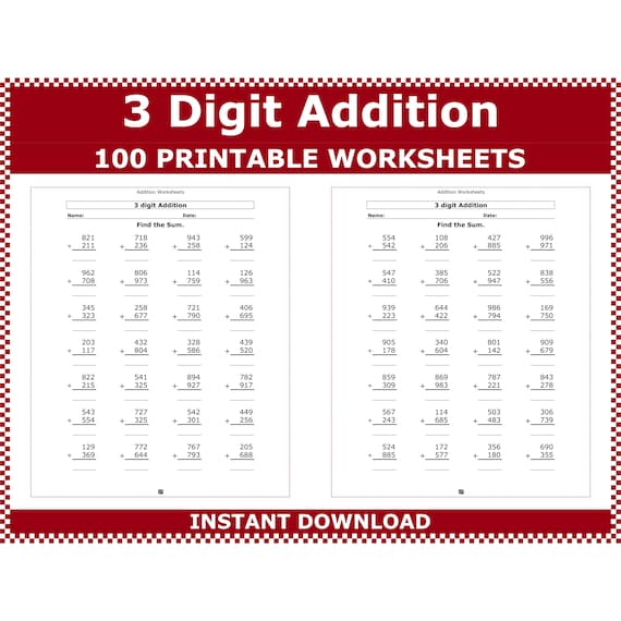 Addition Worksheets For Grade 3