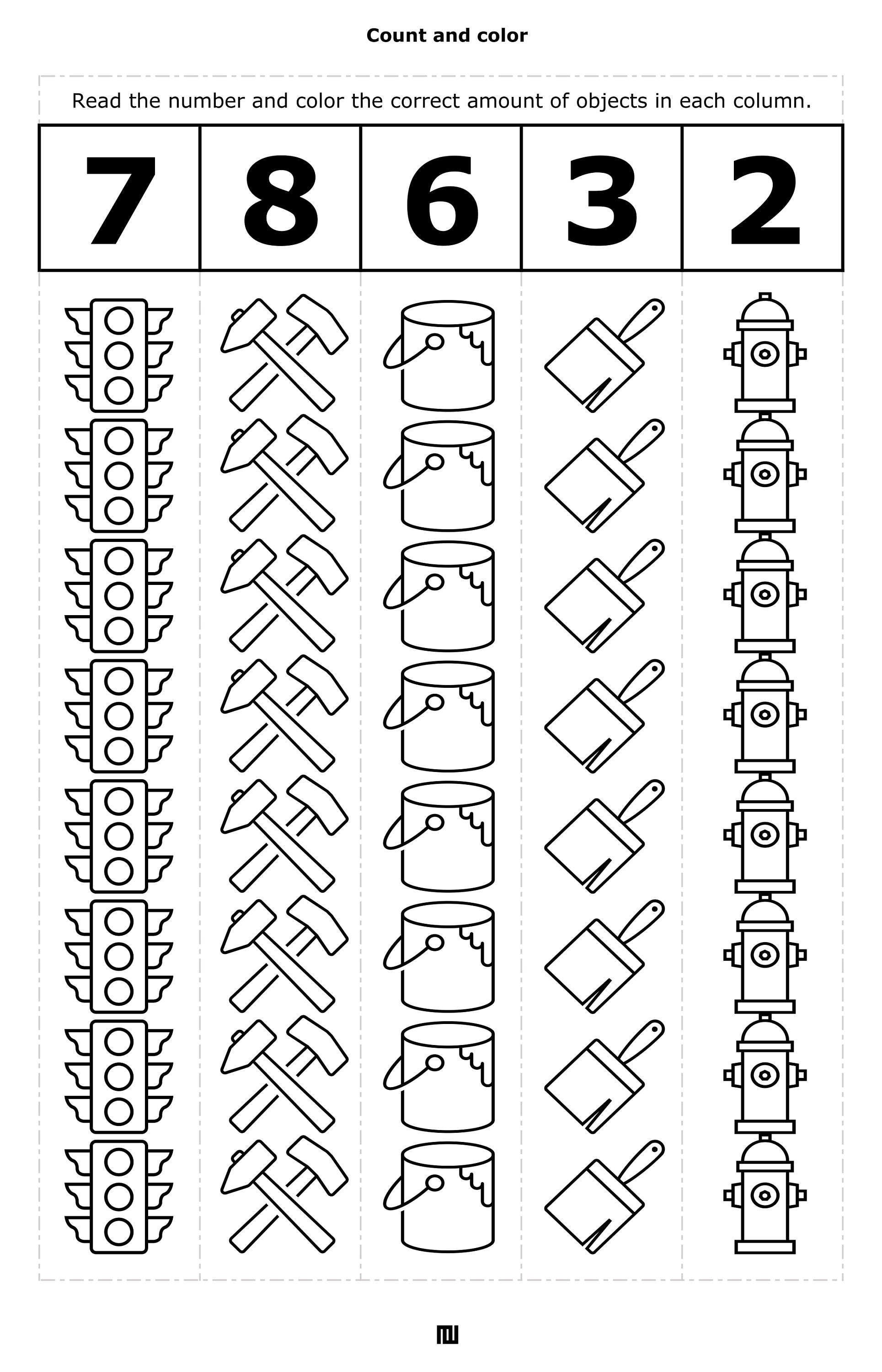 Count and Color Worksheets. Counting Groups 1 8. Counting and Coloring ...