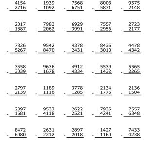 4 Digit Subtraction Worksheets. 4 Digit Minus 4 Digit Subtraction ...