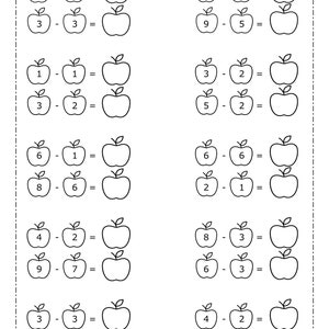 Subtraction Worksheets. 1 Digit Minus 1 Digit Subtraction. Single Digit ...