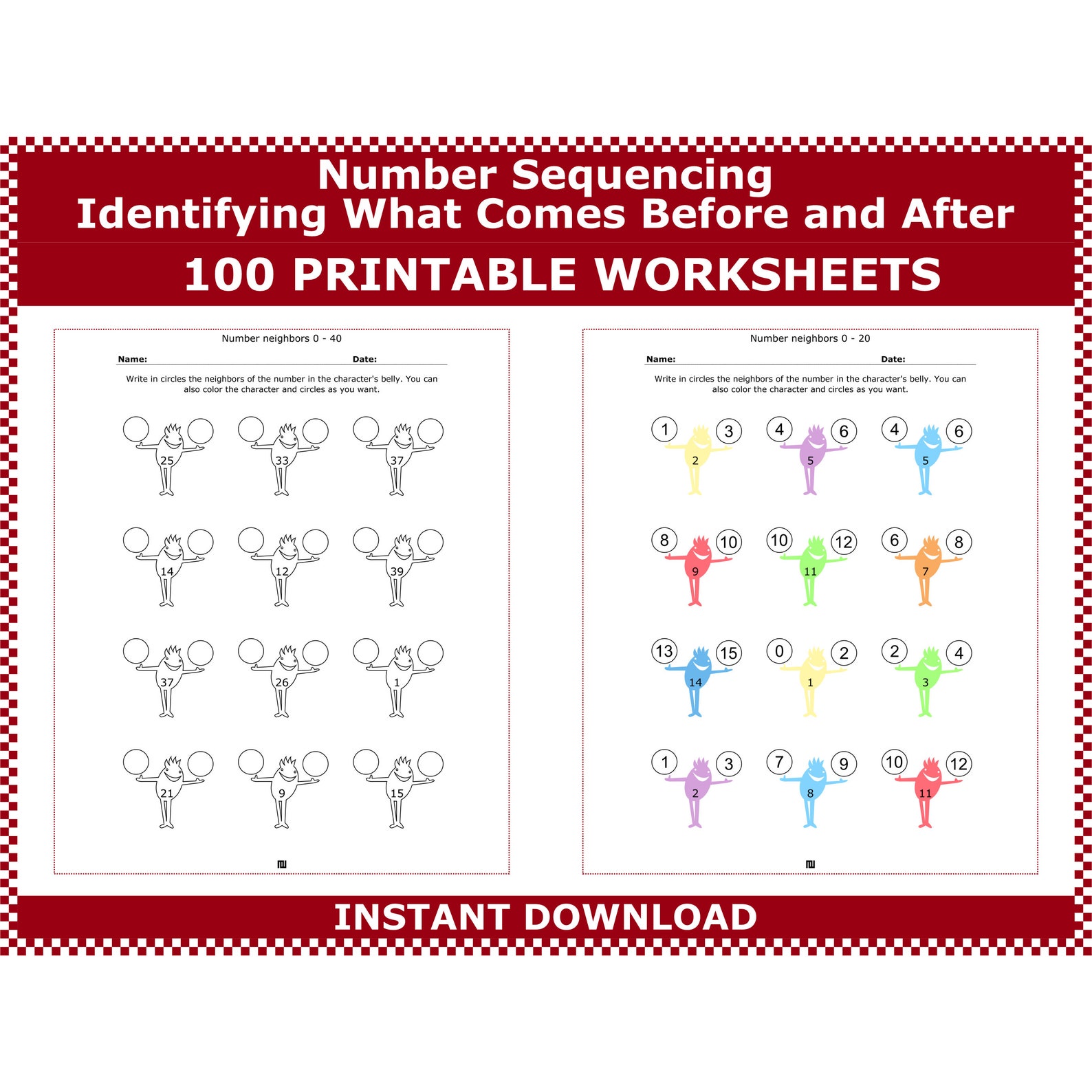 Number Sequencing: Identifying What Comes Before and After - Missing ...