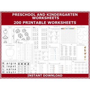 Preschool and Kindergarten Bundle Printable Worksheets. 200 Pages ...